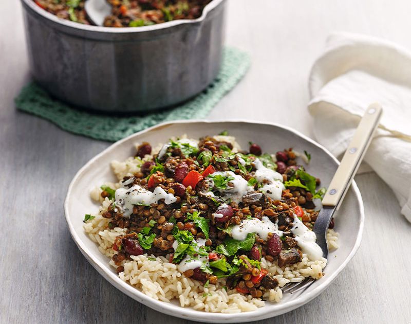 Veggie lentil chilli with rice | Slimming World