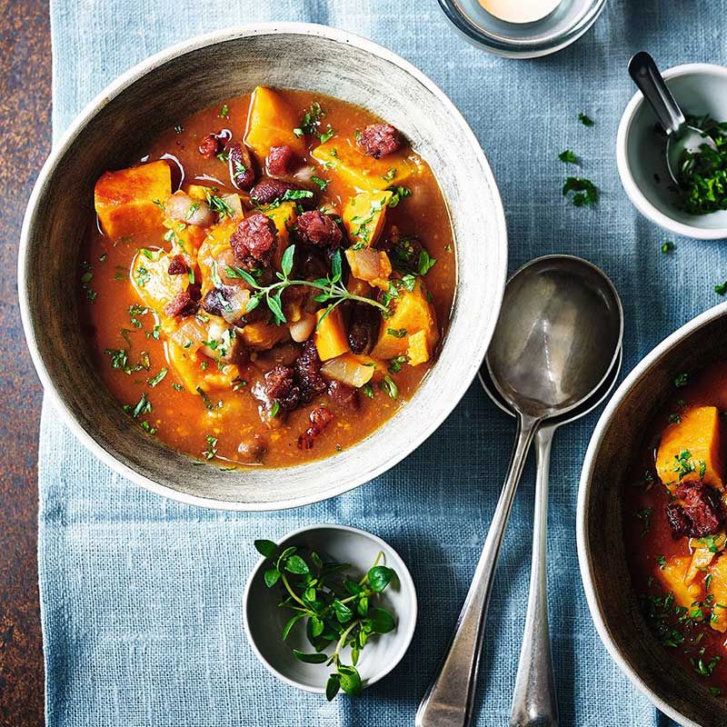 Chunky chorizo and sweet potato soup