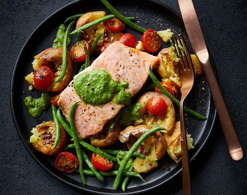 Salmon and smashed potatoes | Slimming World